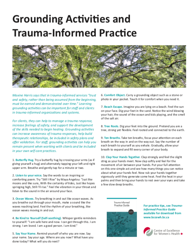 Grounding Activities and Trauma-Informed Practice